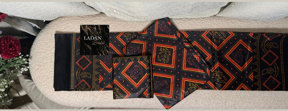Shaash Set- Black Orange & Red – LADAN BRIDAL